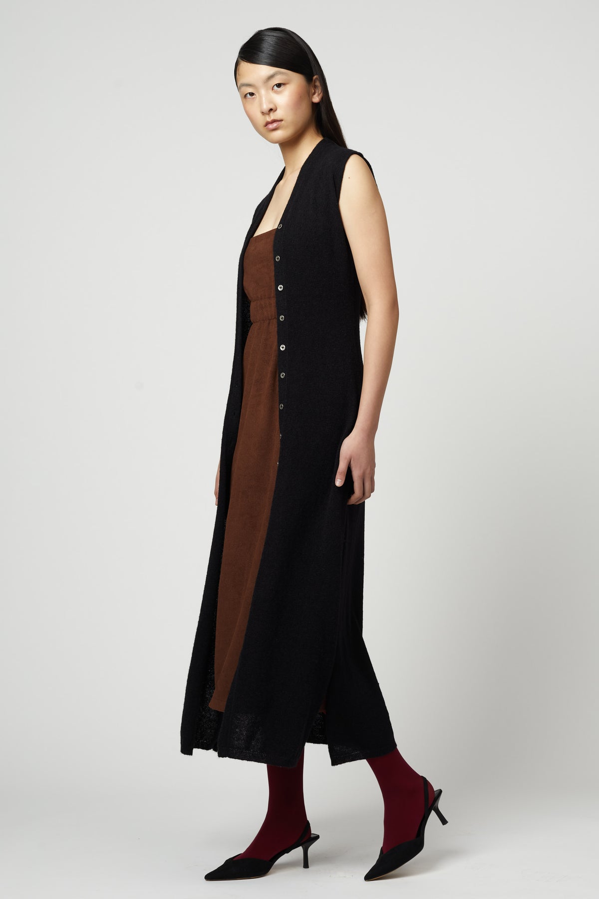 LAYERING LONG VEST at Atelier Delphine