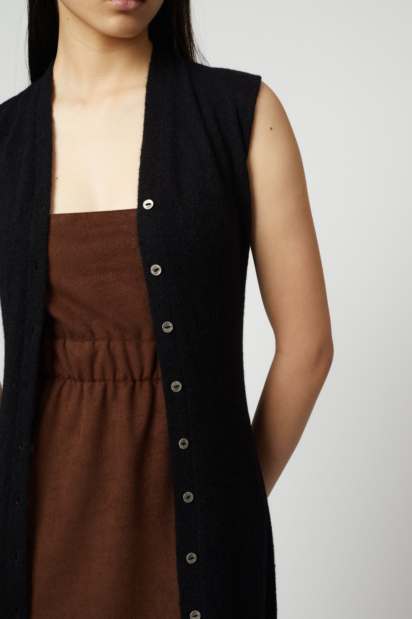 LAYERING LONG VEST at Atelier Delphine